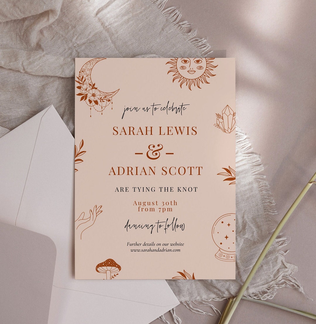 Tarot Wedding Invitation Template -tarot Card Wedding Invitation, Moon ...