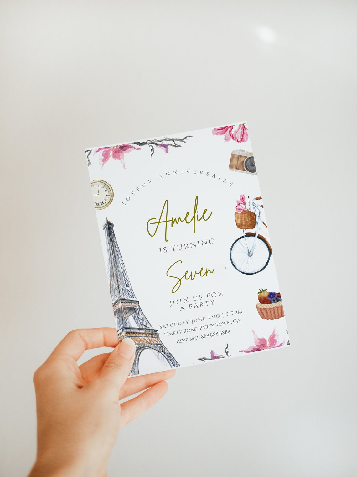 Paris Birthday Invitation - Patisserie Theme, Cafe Invite, French ...