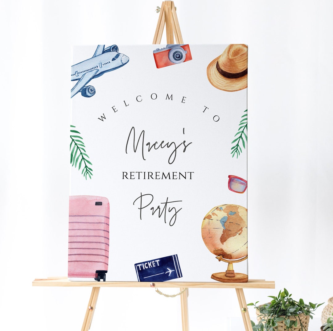 Travel Theme Welcome Sign - Travel Retirement Party Decor, Retirement ...