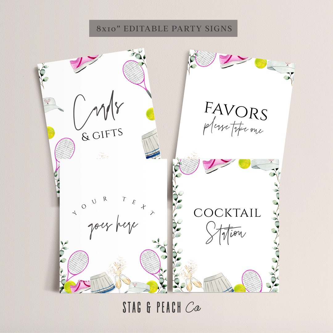 Tennis Bridal Shower Signs - Tennis Bachelorette Welcome Signs, Bridal ...