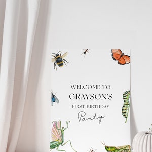 Editable Bug Birthday Welcome Sign - Insect Welcome Sign, Bug Birthday ...