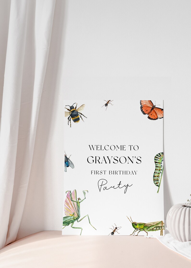 Editable Bug Birthday Welcome Sign - Insect Welcome Sign, Bug Birthday ...