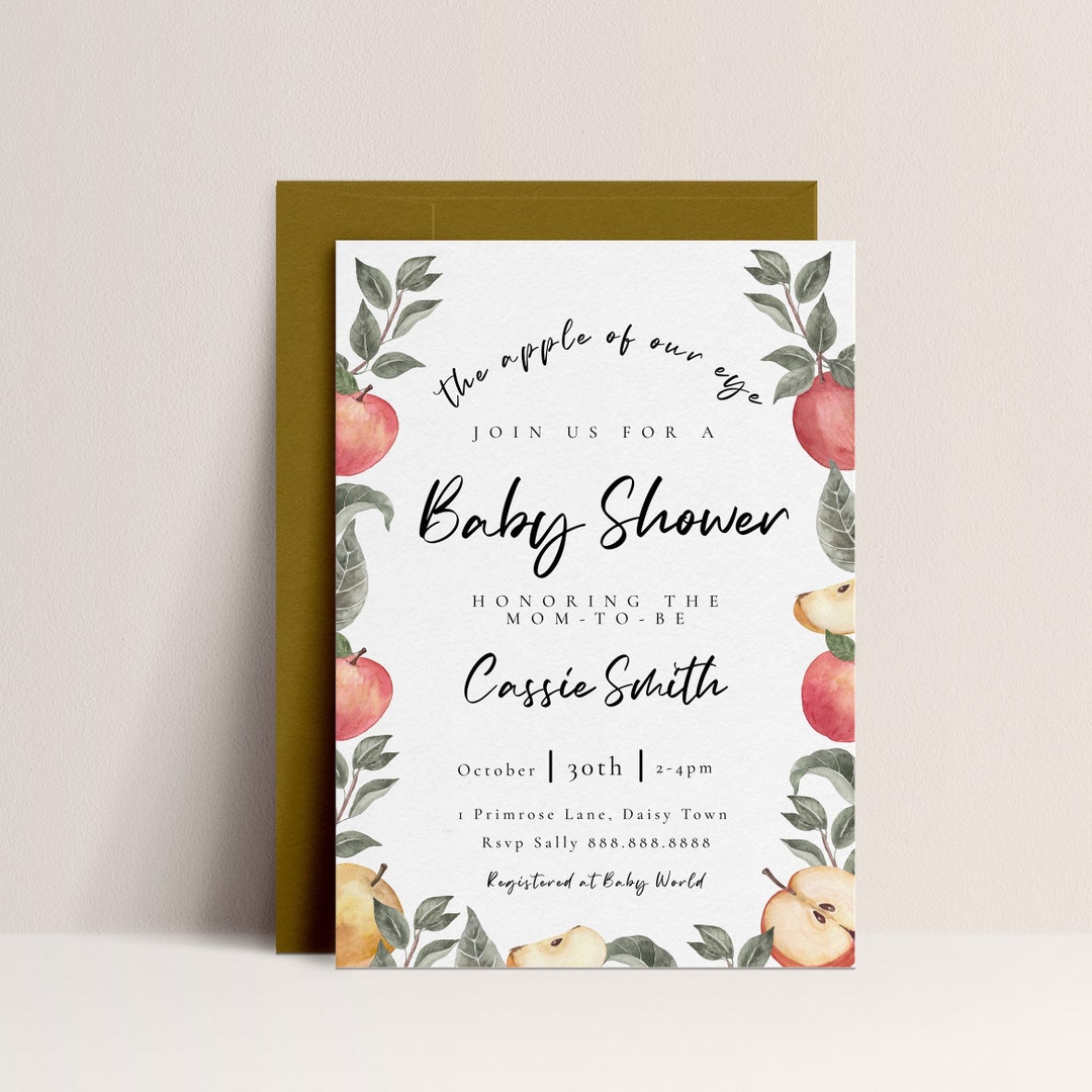 Apple Theme Baby Shower Invitation-apple Theme Invitation, Fall Baby ...