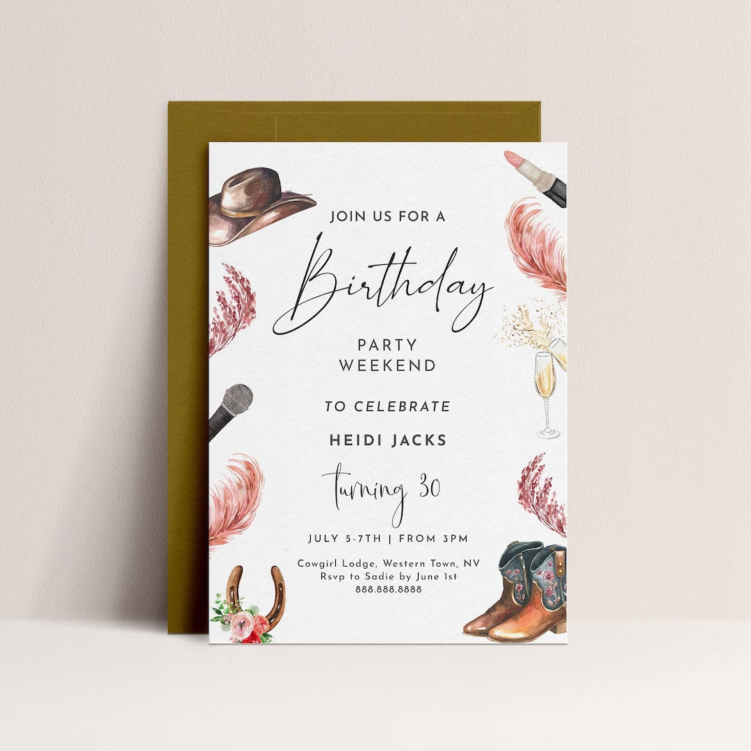 Cowgirl Birthday Invitation - Cowgirl Birthday Party Adult, Western ...