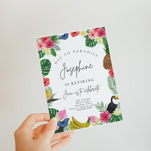 Tropical Retirement Party Invitation - Travel Theme Retirement, Beach ...