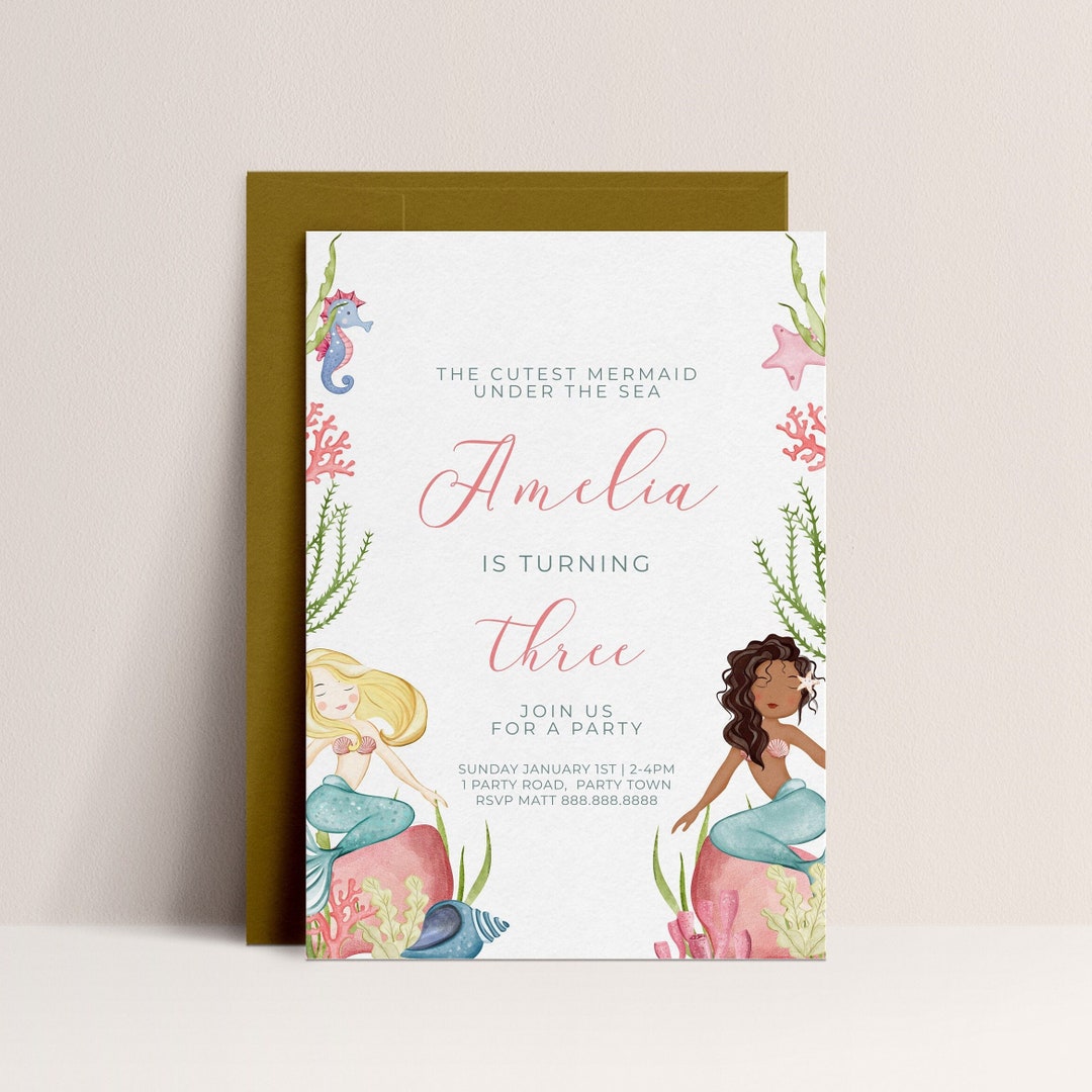 Mermaid Birthday Invitation Instant Download - Editable Mermaid ...