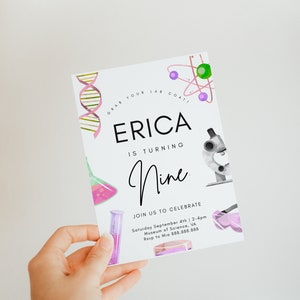 Science Birthday Invitation Girls - Science Party Invitation, Science ...