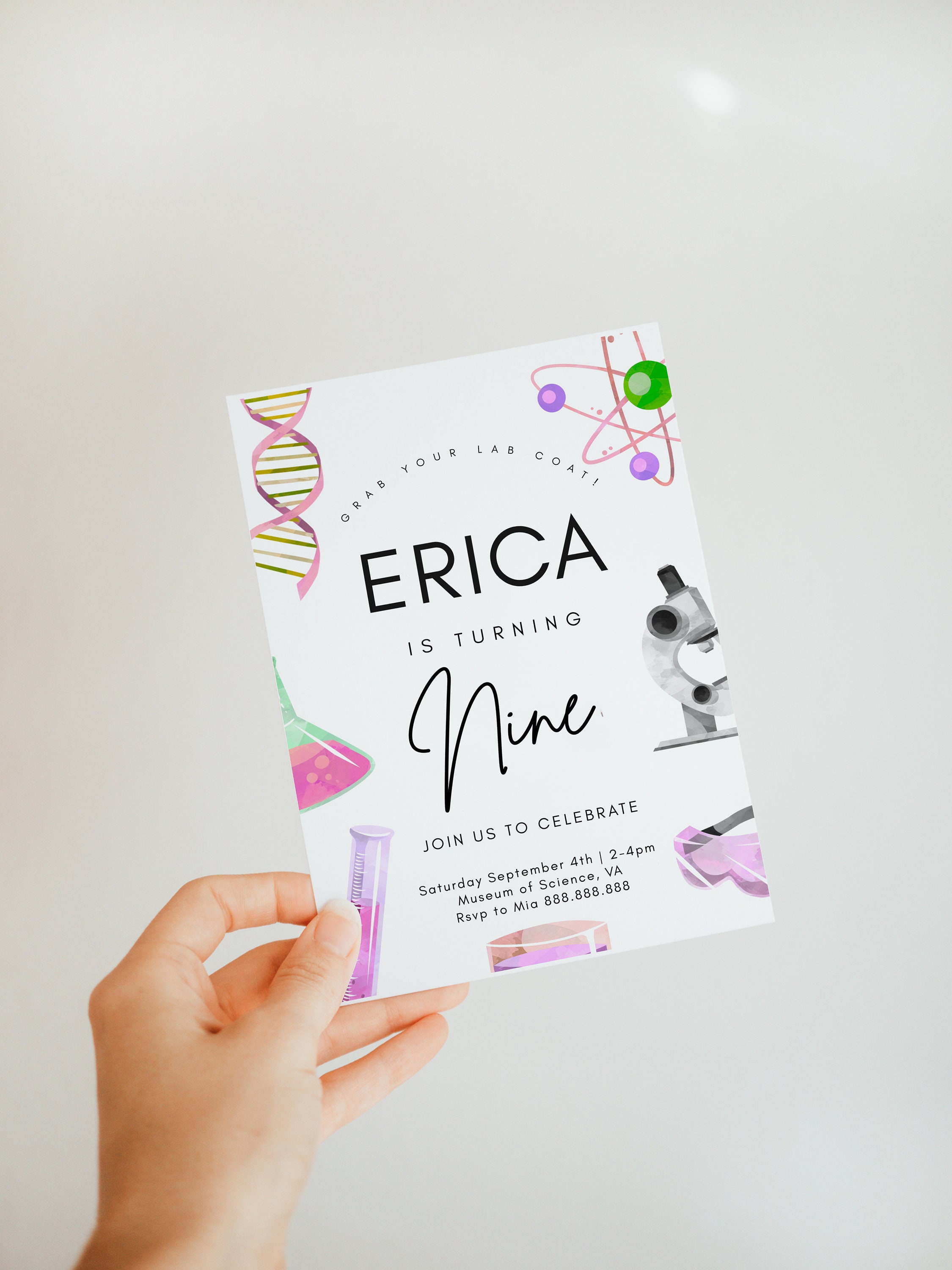 Science Birthday Invitation Girls - Science Party Invitation, Science ...