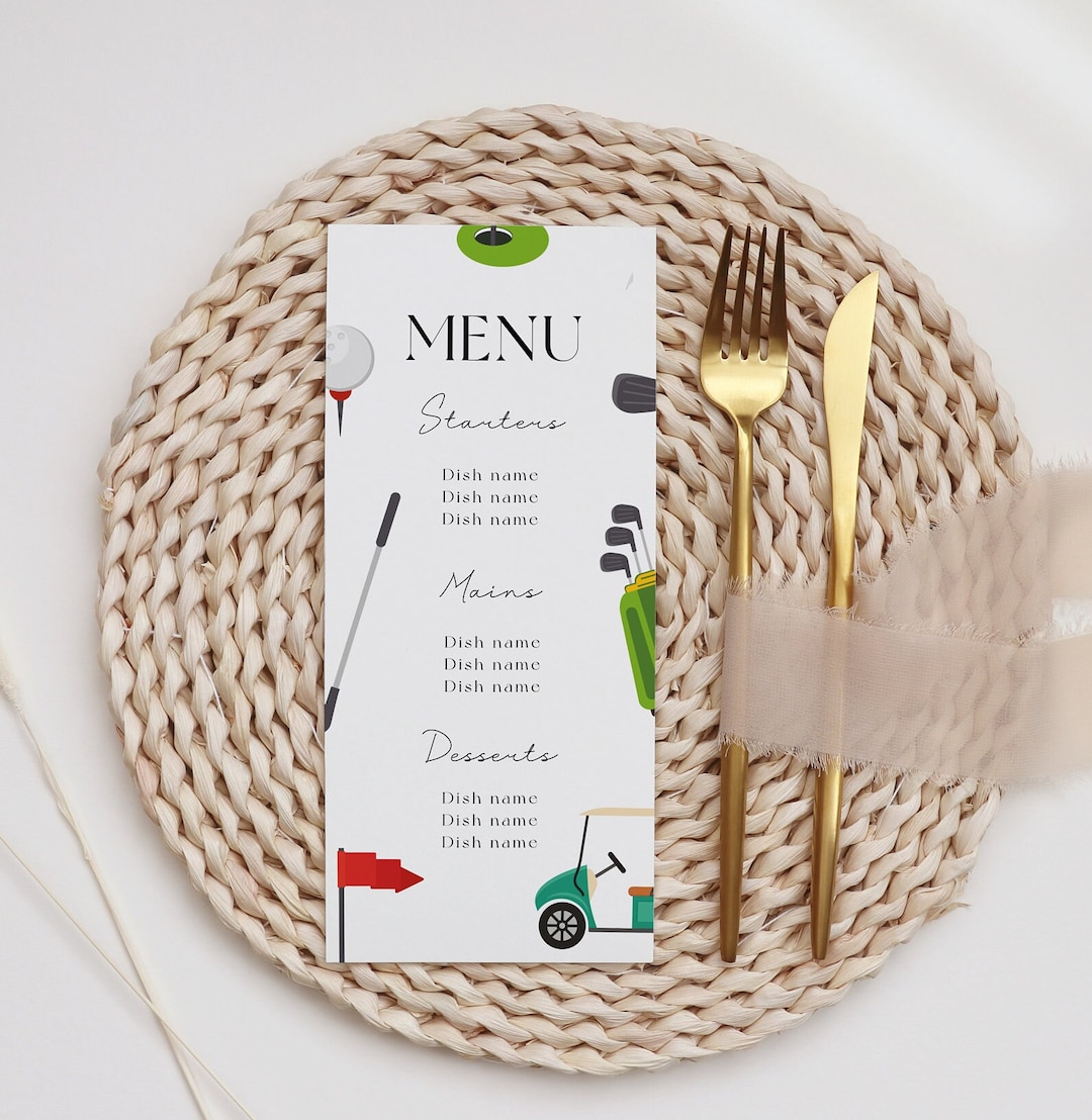Golf Birthday Menu Template - Golf Birthday Decor, Golf Birthday Party ...