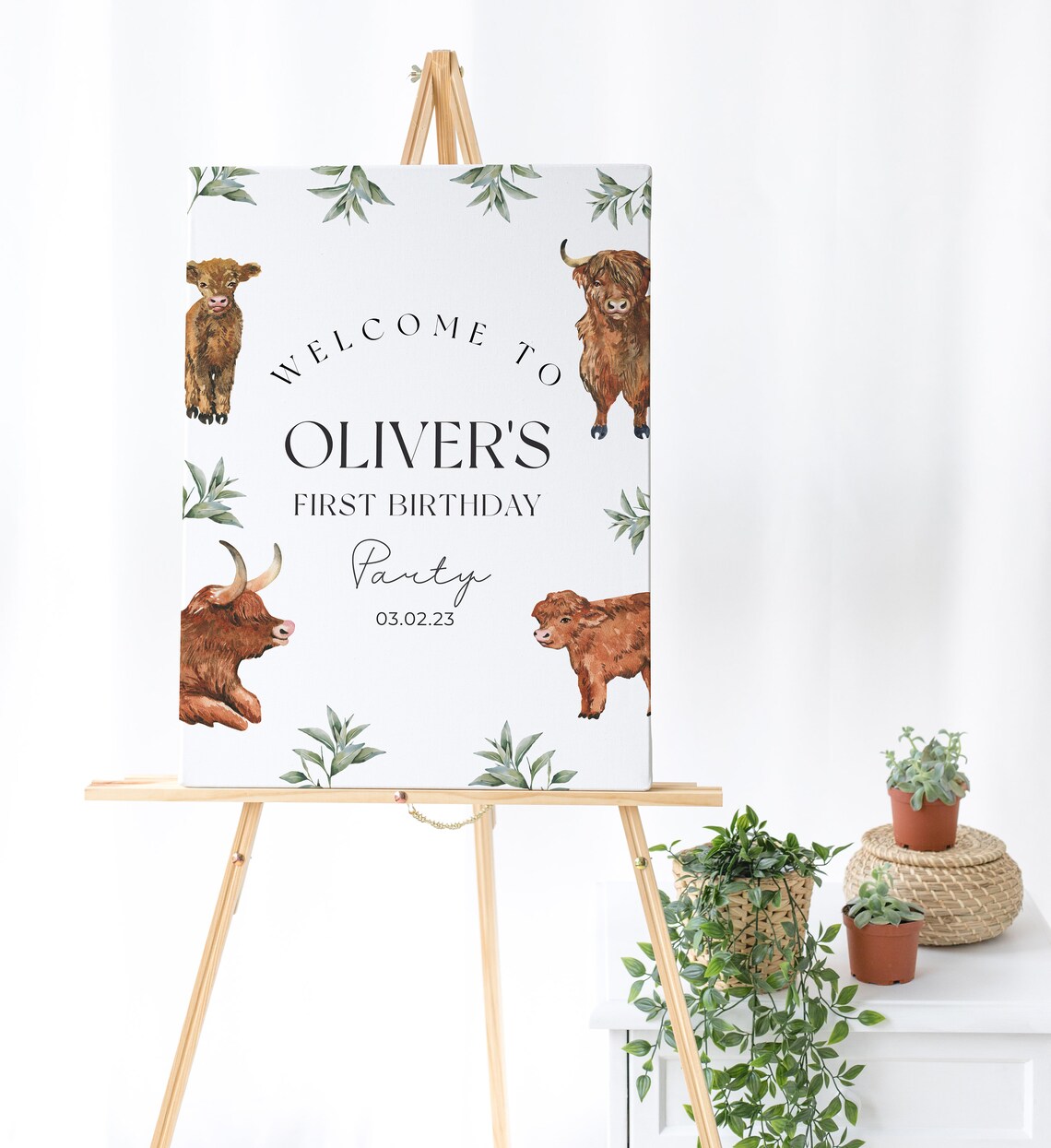 Highland Cow Birthday Favor Tag - Editable Highland Cow Birthday Party ...