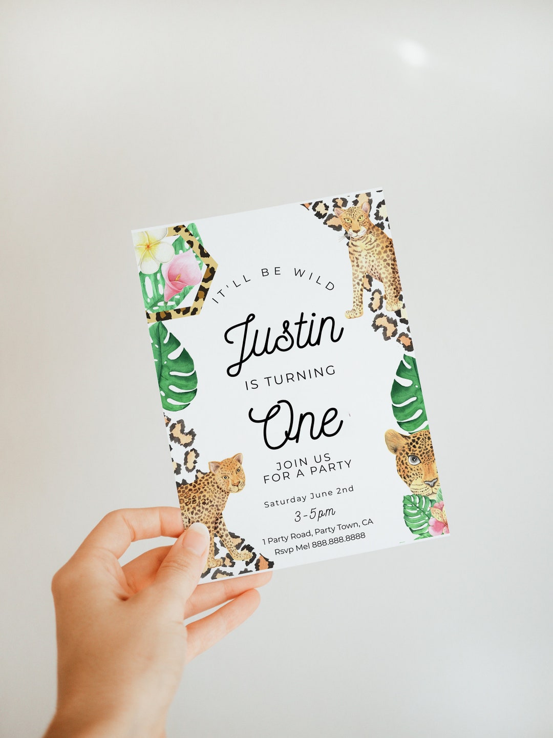 Editable Leopard Print Invitation -jungle Birthday Party Invitation ...
