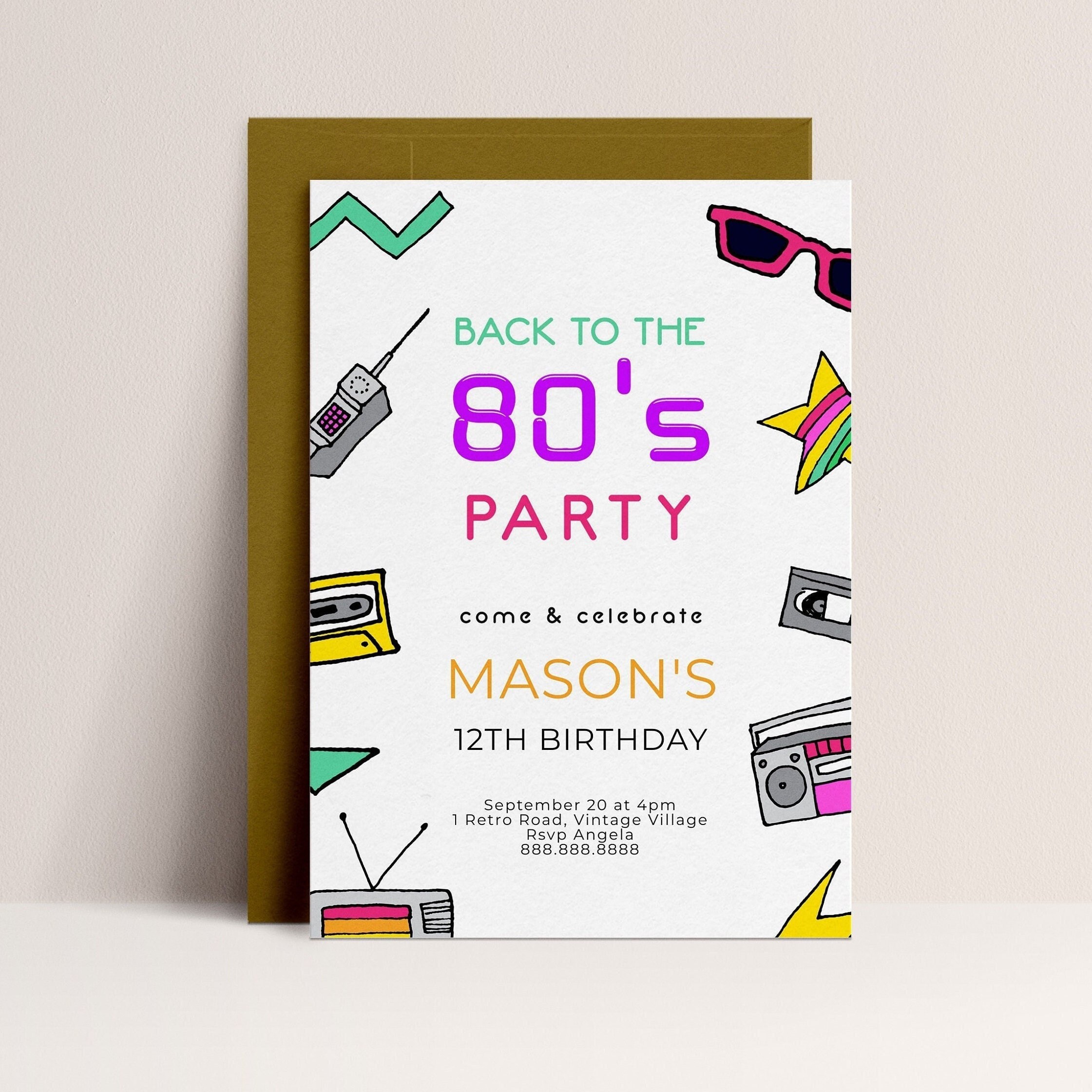 80s Birthday Invitation 80s Party Invitation Decades Party - Etsy