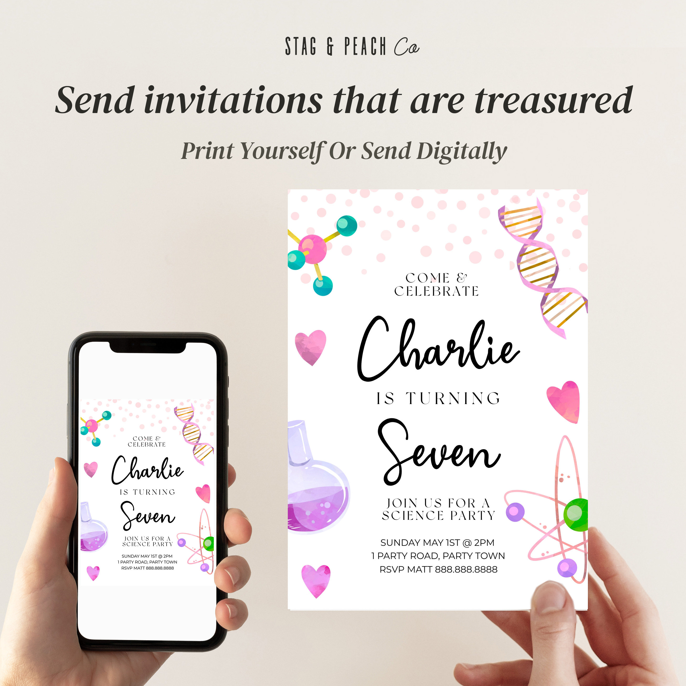 Science Party Invitation-science Party Invite Girl Science - Etsy