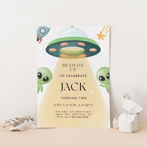 Alien Birthday Invitation - UFO Birthday Party Invite, Space Birthday ...