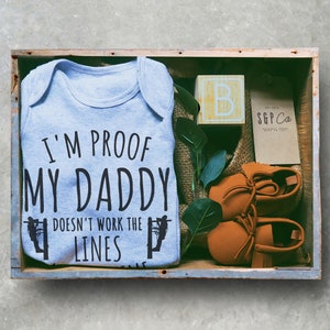 Daddy Doesn't Always Work the Lines Baby One Piece - Lineman Baby ...