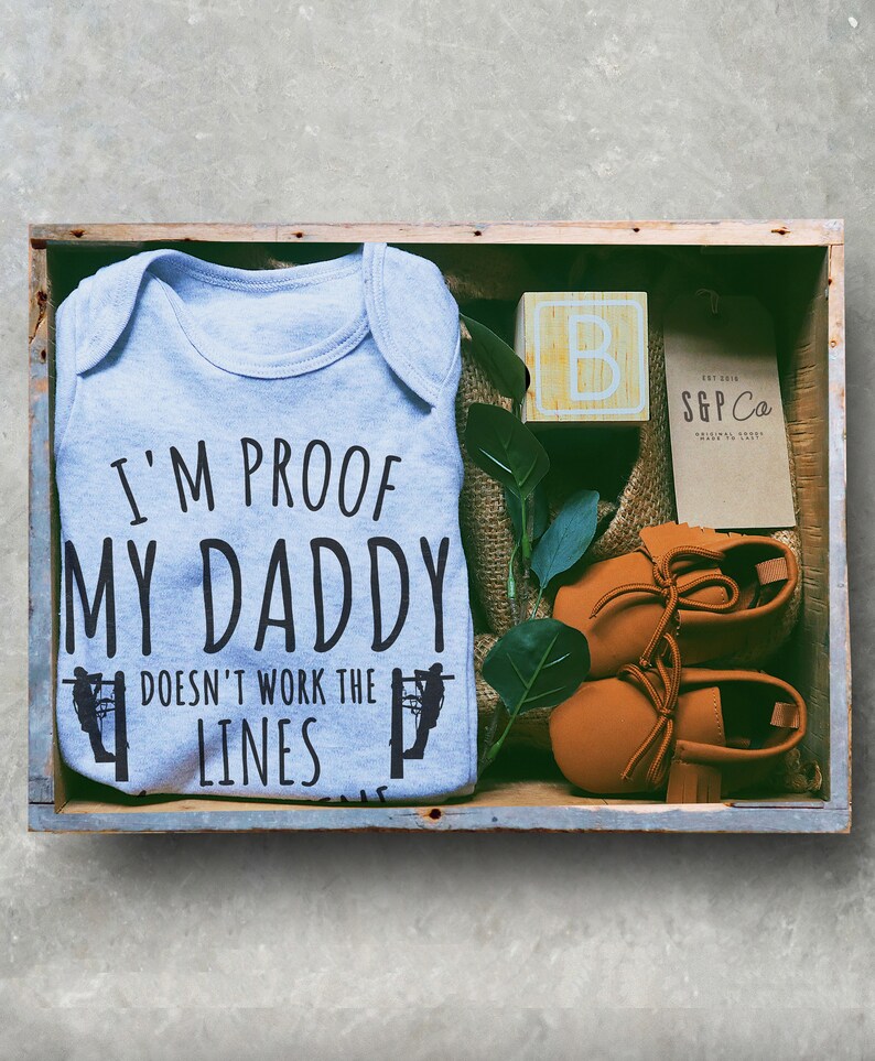 Daddy Doesn't Always Work the Lines Baby One Piece - Lineman Baby ...