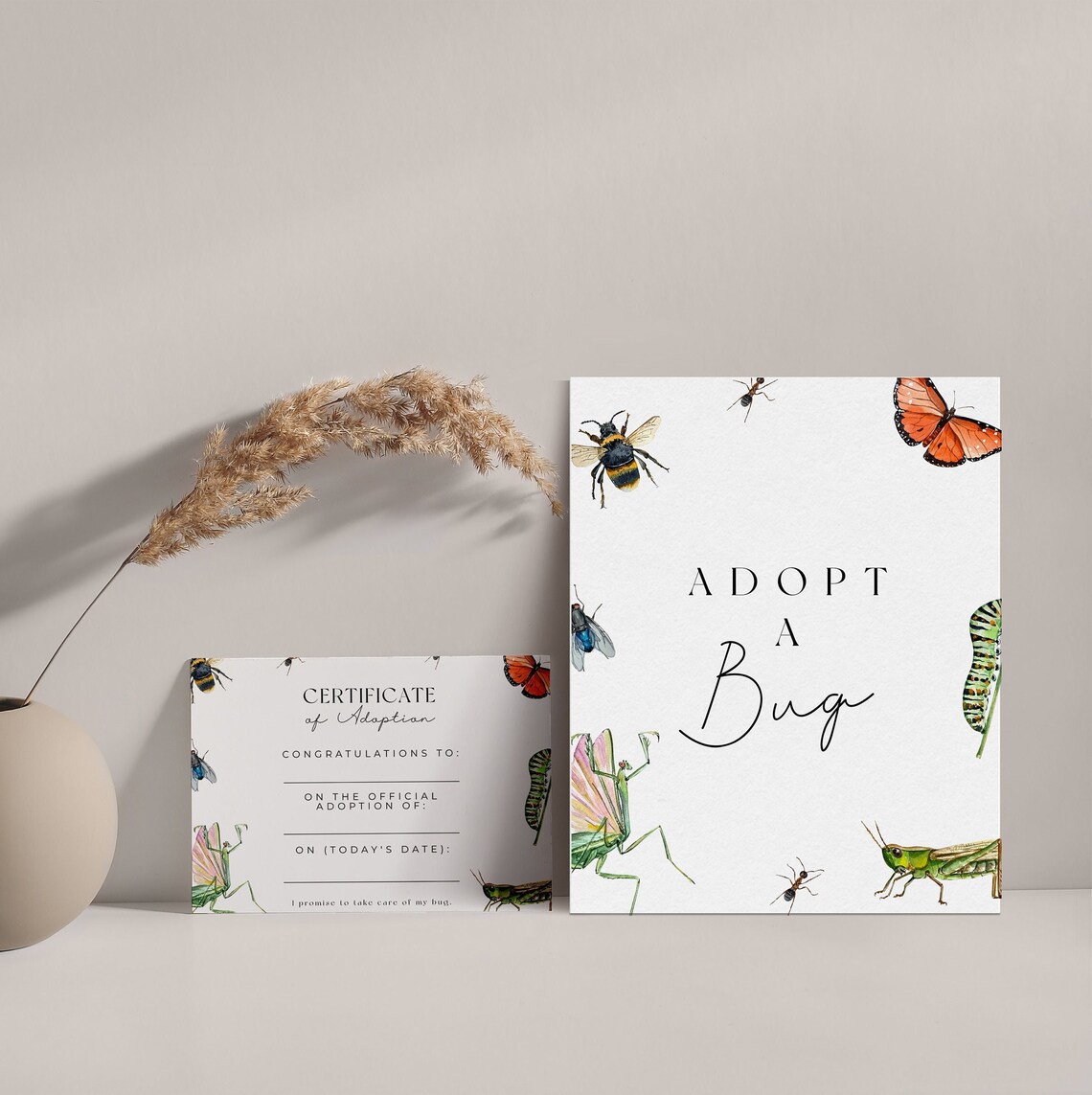 Printable Bug Birthday Sign Adoption Sign & Certificate - Etsy