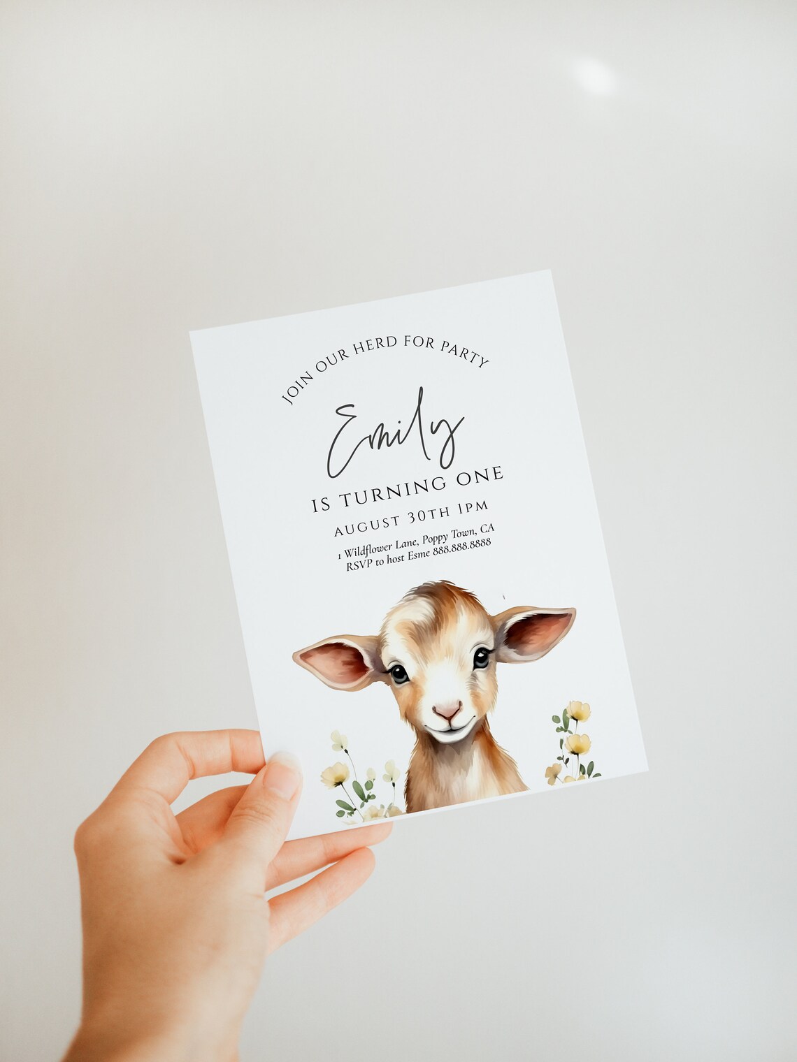 Goat Birthday Invitation - Goat Invitation, Farm Birthday Invitation ...