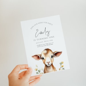 Goat Birthday Invitation - Goat Invitation, Farm Birthday Invitation ...