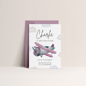 Airplane Party Invite Girl-airplane Birthday Invitation, Airplane ...