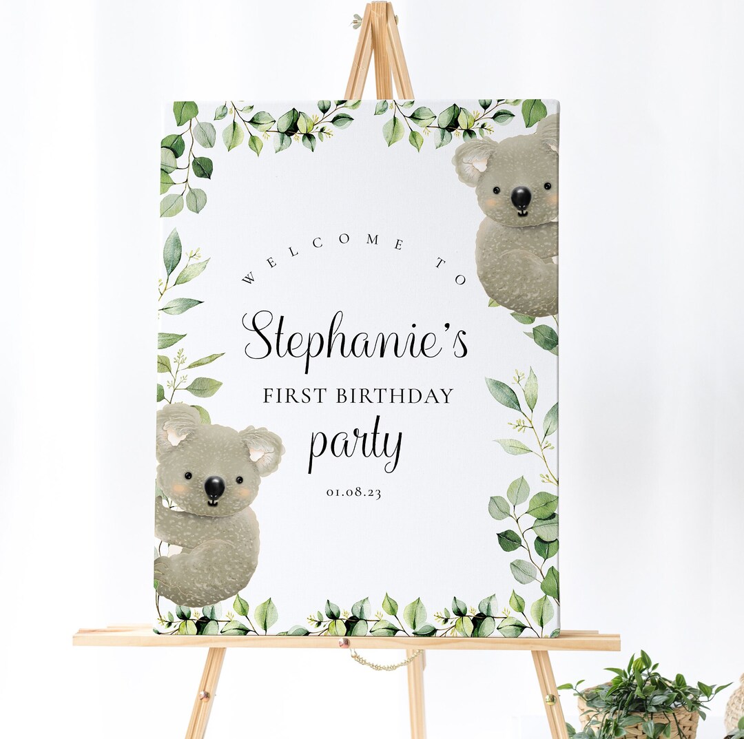 Koala Birthday Welcome Sign -koala Party Decorations, Koala Birthday ...
