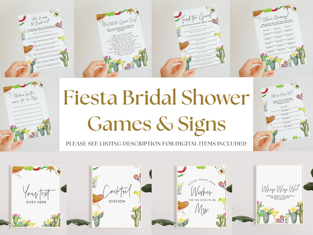 Fiesta Bridal Shower Games & Signs Bundle-cactus Bridal Shower Games ...