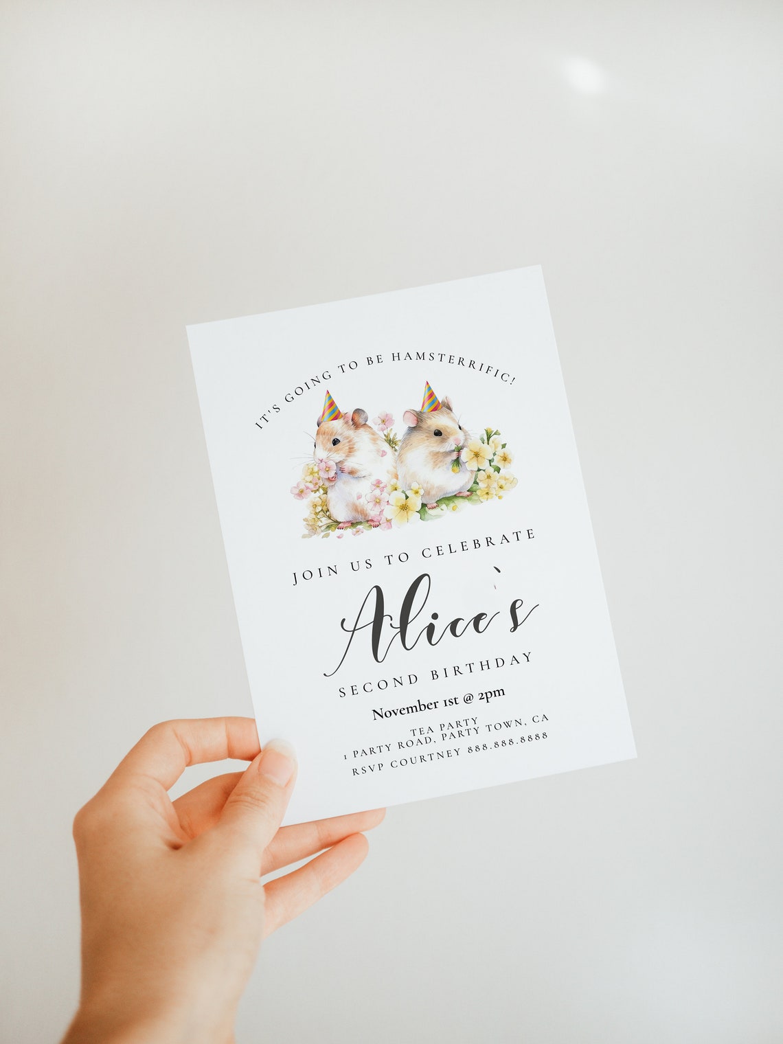 Hamster Birthday Invitation -cute Hamster Invitation, Pet Theme Party ...