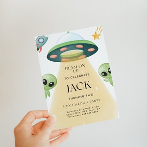 Alien Birthday Invitation - UFO Birthday Party Invite, Space Birthday ...