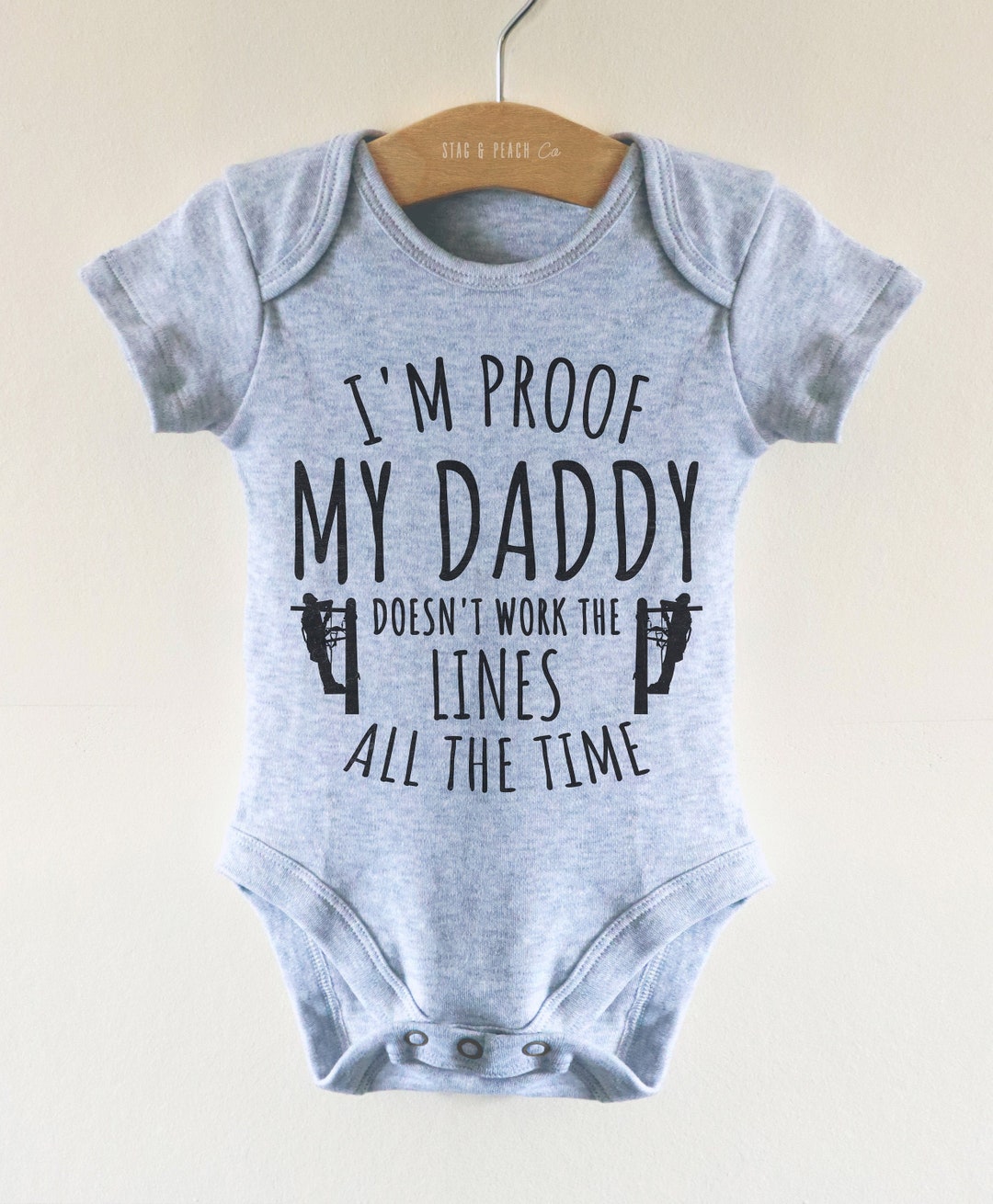 Daddy Doesn't Always Work the Lines Baby One Piece - Lineman Baby ...