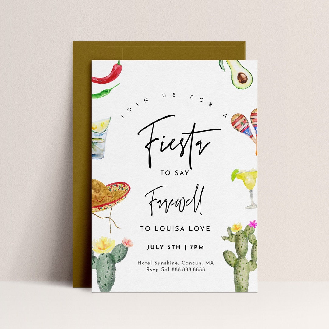 Farewell Party Invite - Fiesta Invitation, Going Away Party Invite ...