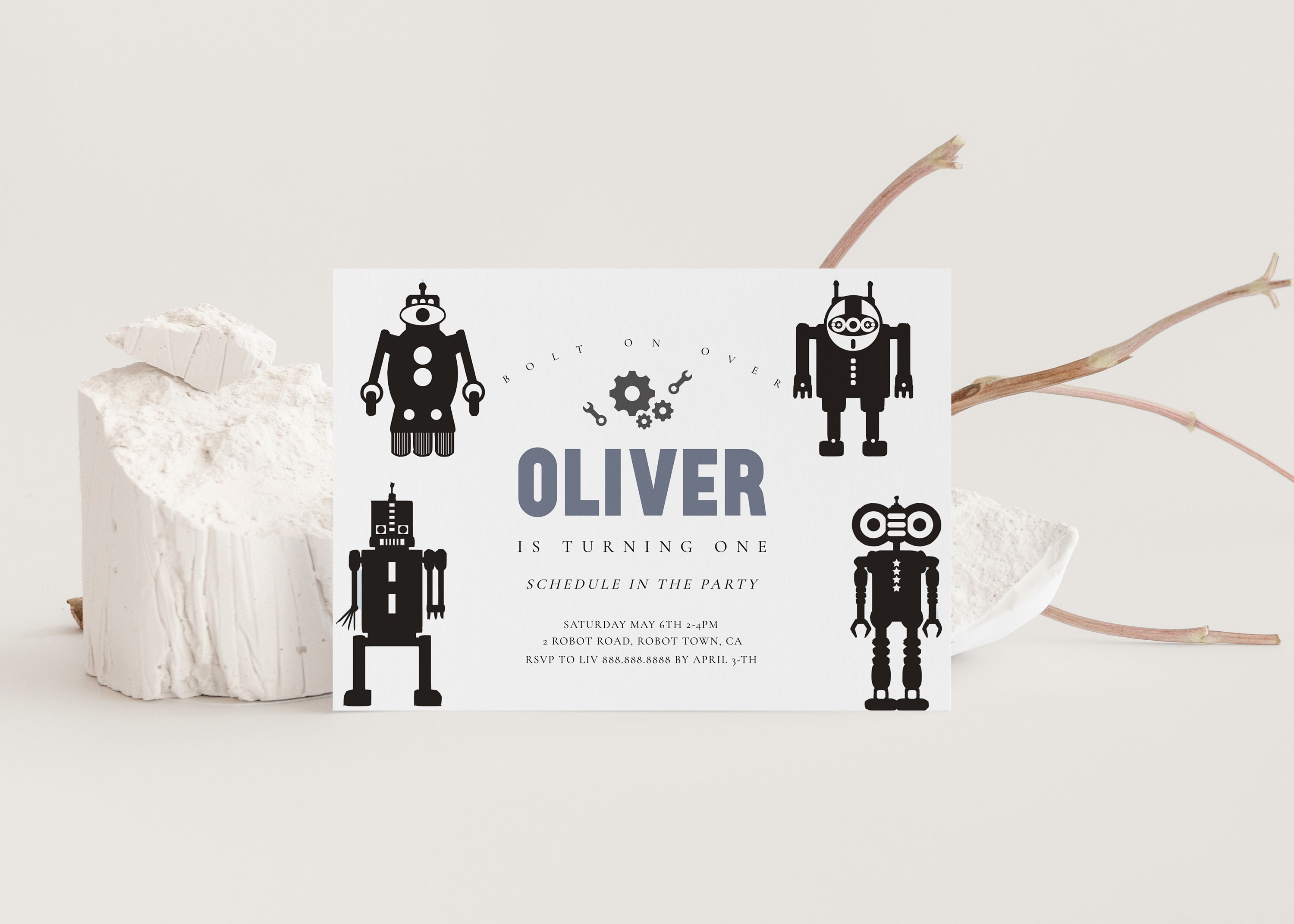 Robot Invitation-robot Birthday Invitation Robot Party | Etsy