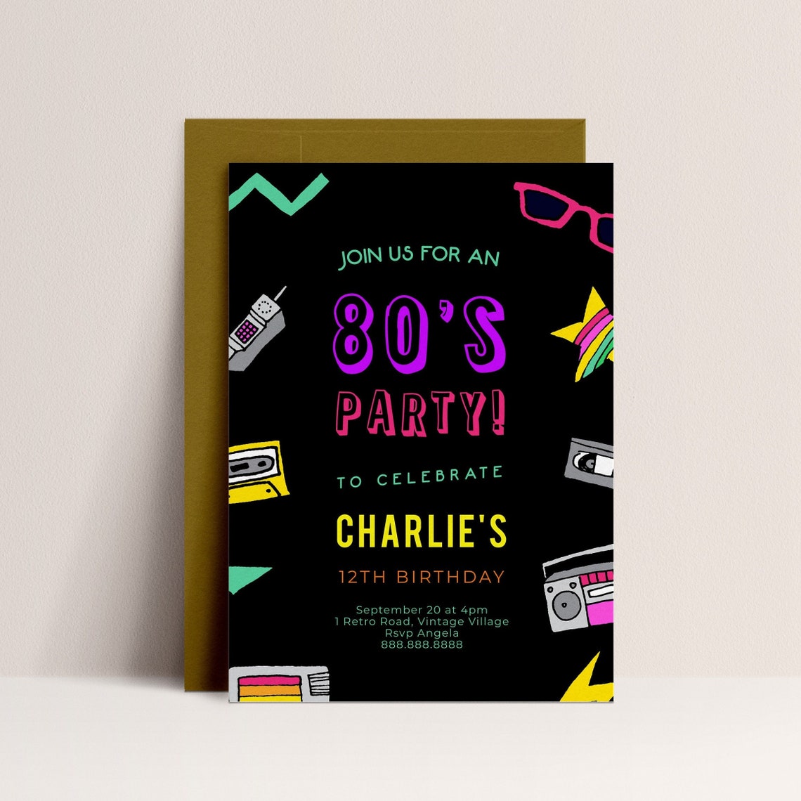 80's Birthday Invitation -80s Theme Party Invitation, Back to the 80s ...