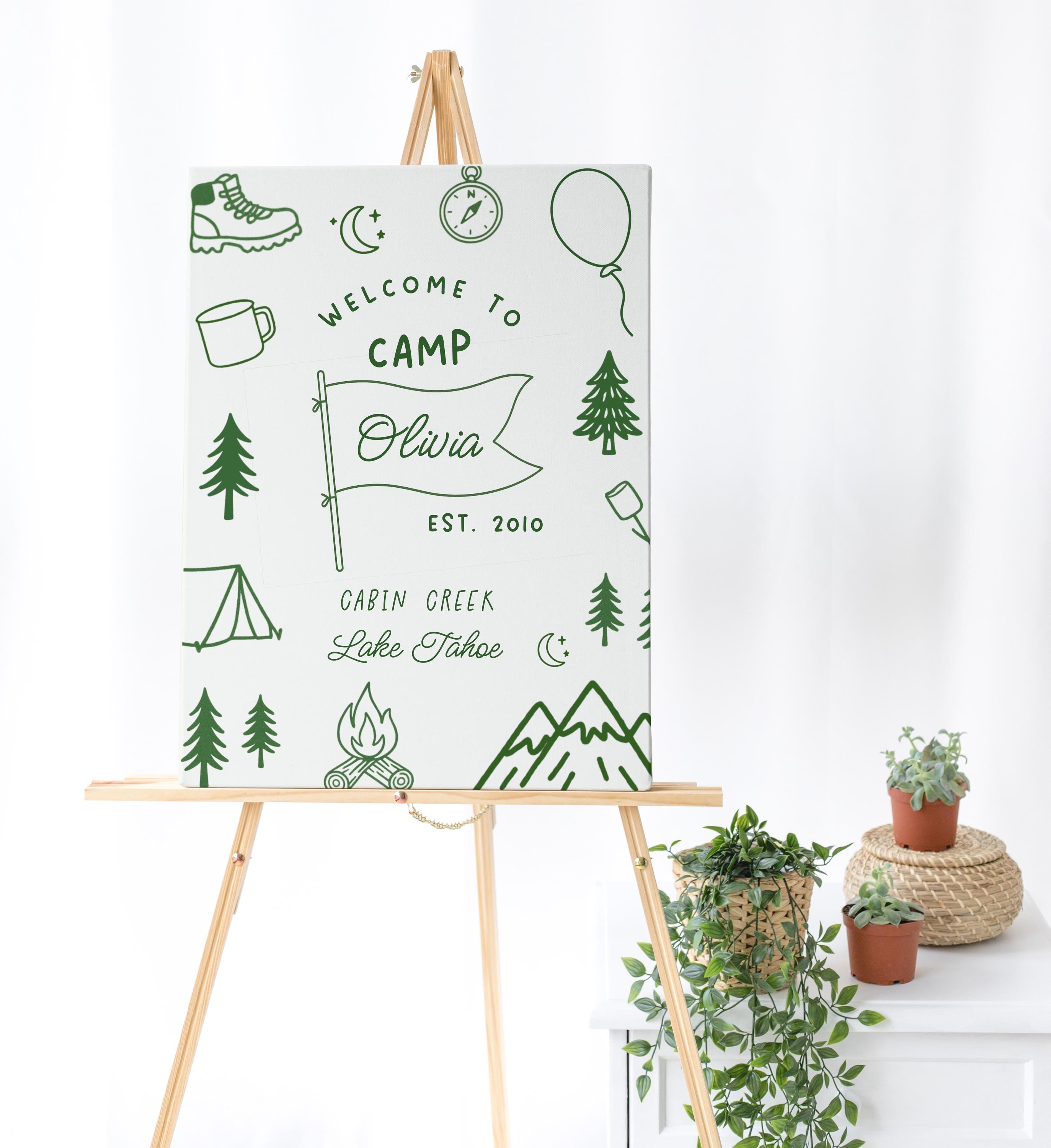Camp Welcome Sign Editable - Personalized Camp Banner With Name, Camp ...
