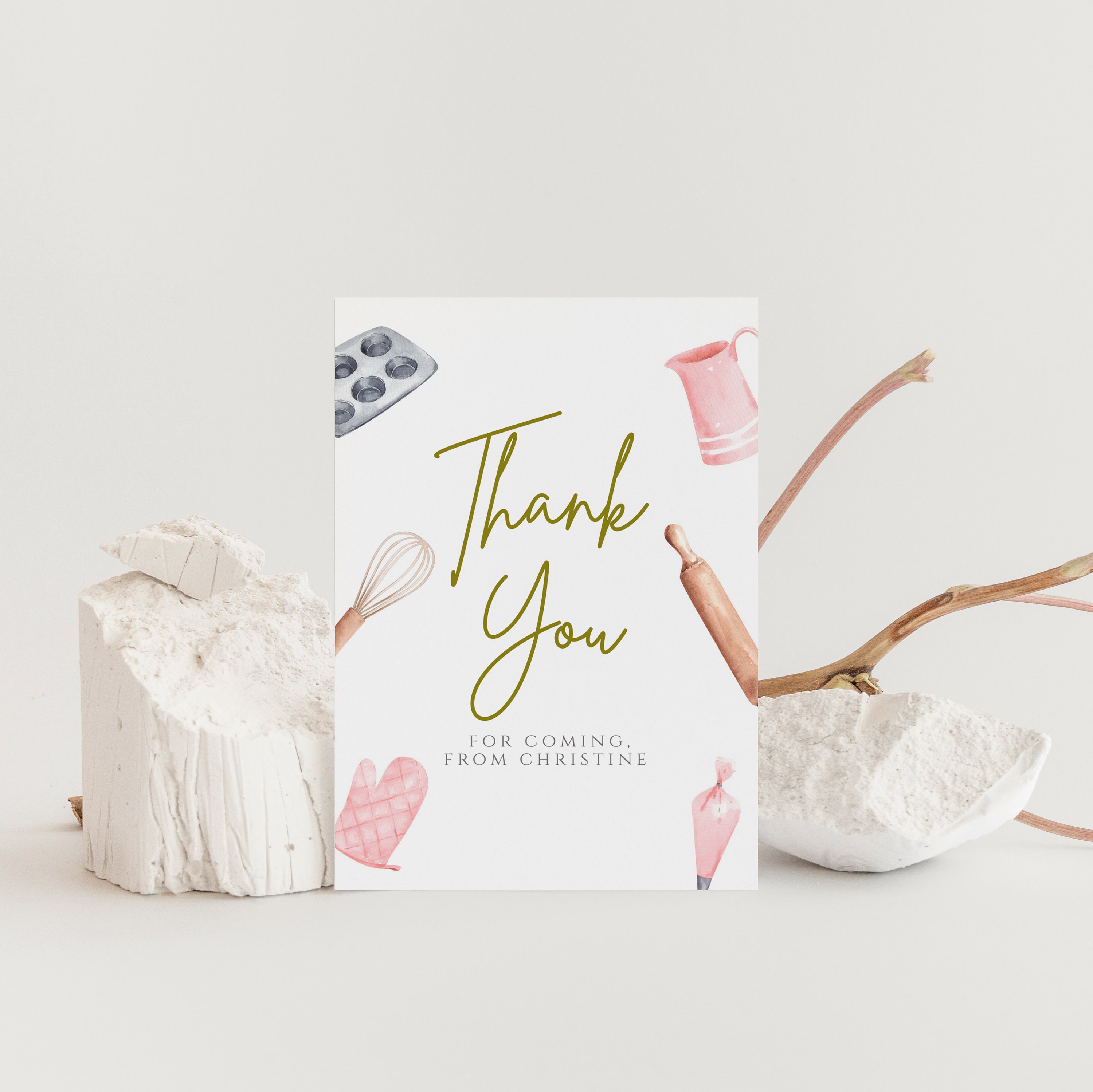 Cooking Birthday Party Thank You Card - Editable Baking Party Thank You ...