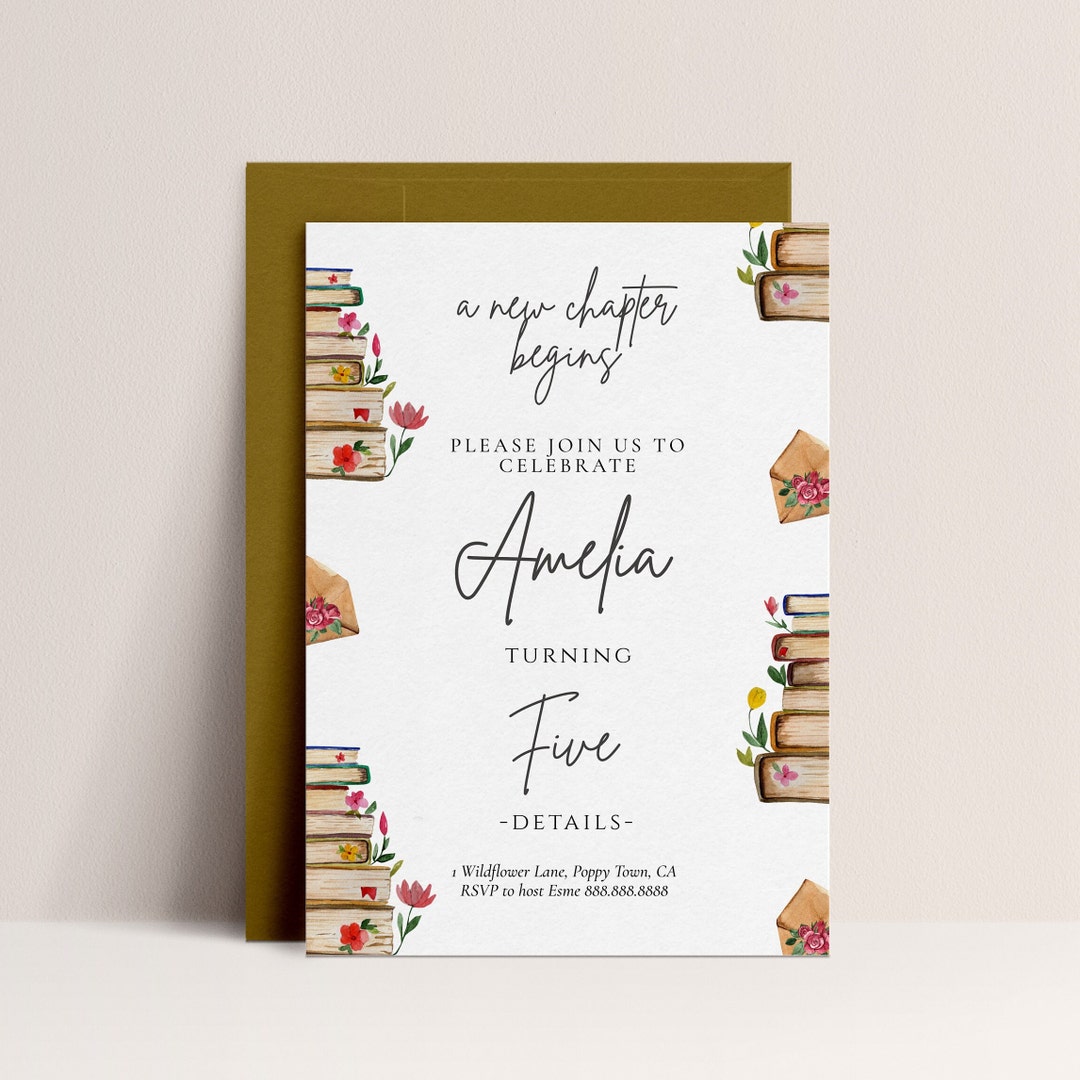 Storybook Birthday Invitation - Book Birthday Invitation, Book Themed ...