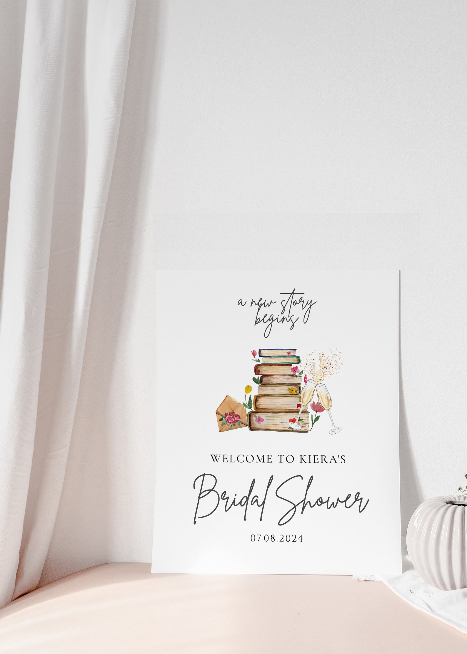 Book Theme Bridal Shower Welcome Sign-library Bridal Shower Decor, Book ...