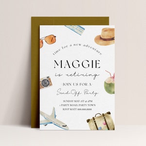 Travel Retirement Party Invitation Template - Adventure Theme ...