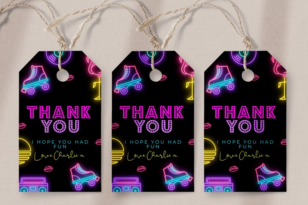 Roller Skate Favor Tags -roller Skate Birthday, Skate Party, Skating ...
