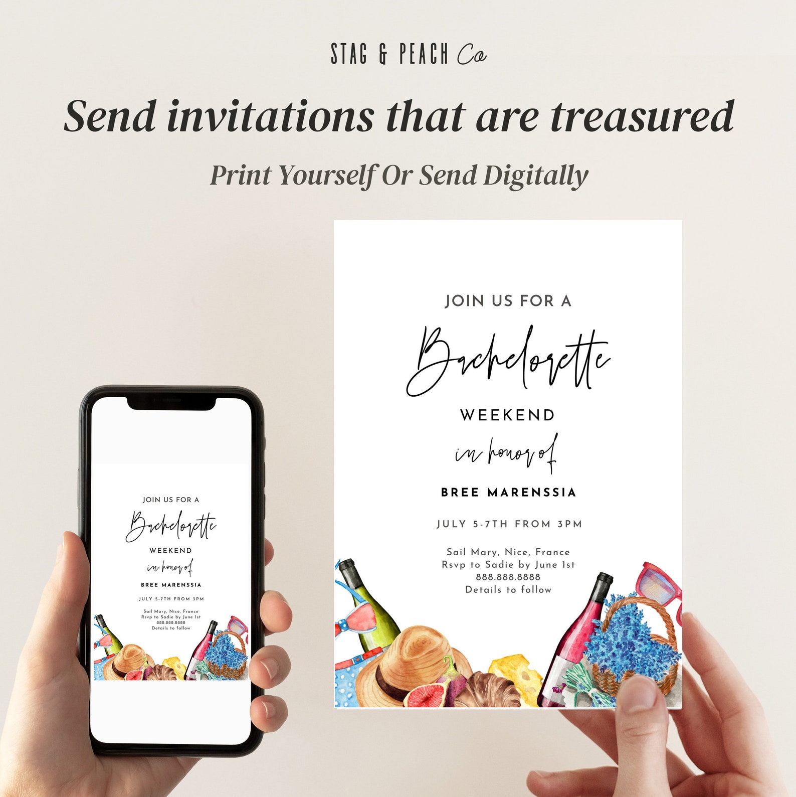 France Bachelorette Itinerary & Invitation Template -french Theme ...
