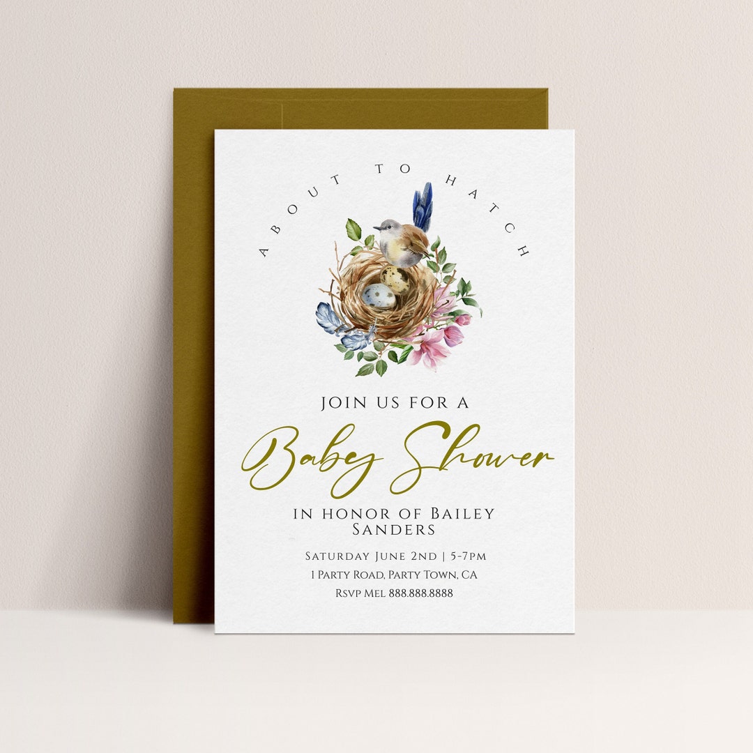 Bird Nest Baby Shower Invite about to Hatch Baby Shower Invitation ...