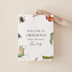 Editable Bug Birthday Welcome Sign - Insect Welcome Sign, Bug Birthday ...