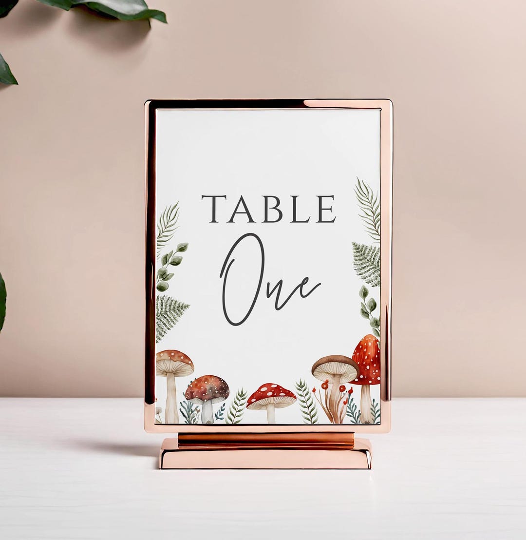 Mushroom Bridal Shower Table Numbers Template - Mushroom Table Decor ...