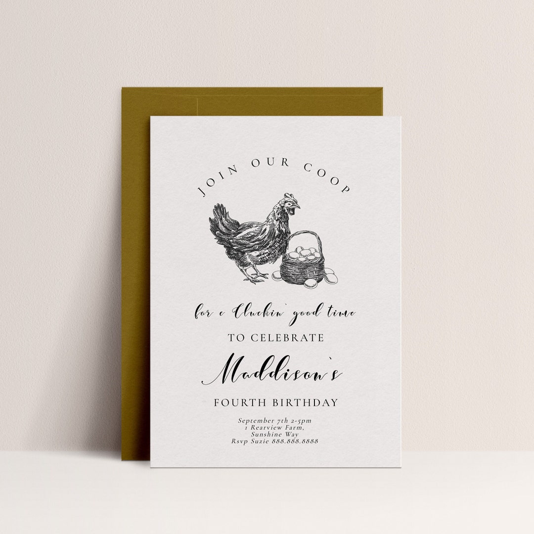 Barnyard Birthday Invitation-chicken Birthday Party, Farm Birthday ...
