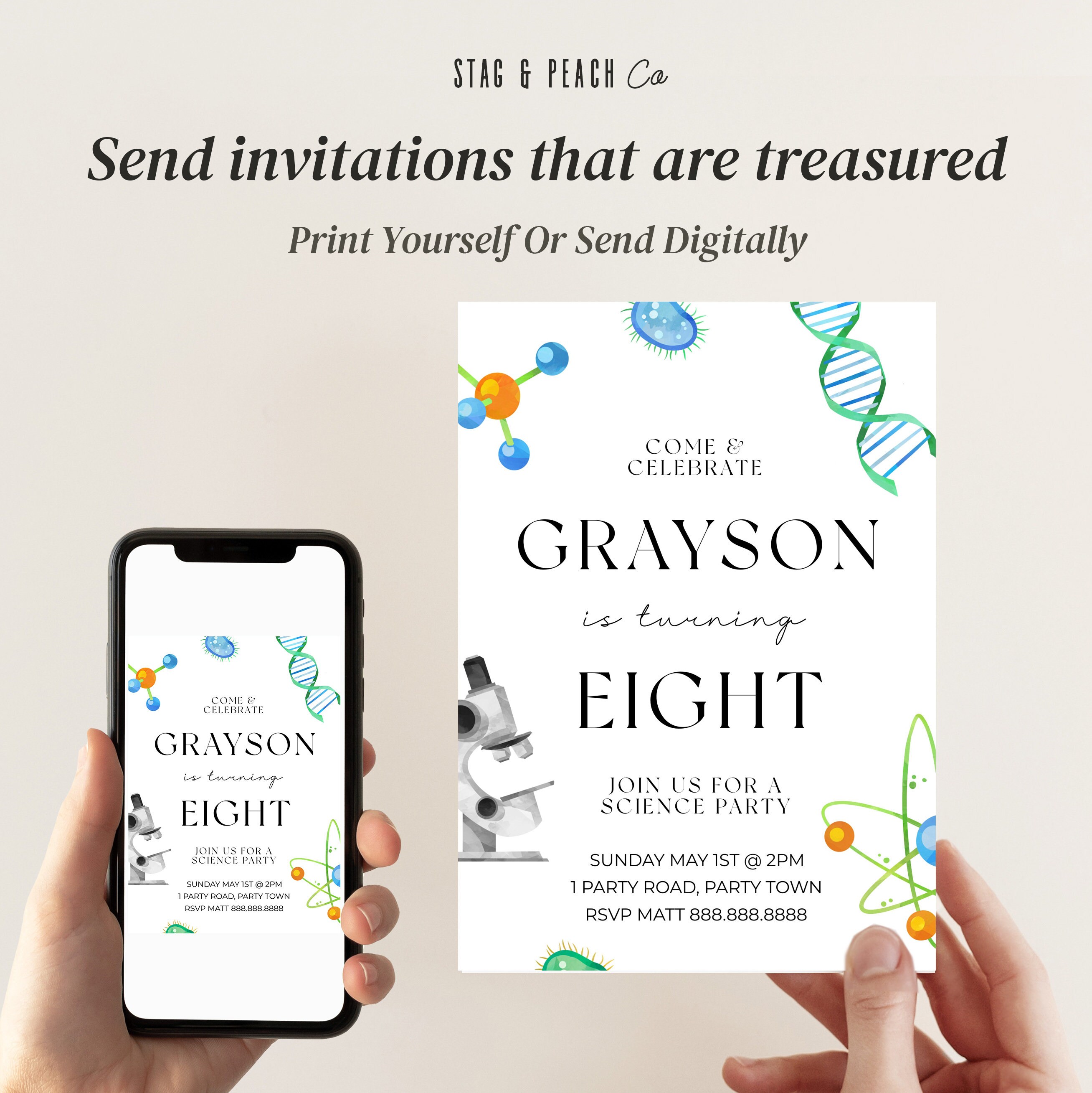 Boys Science Party Invite - Science Birthday Invitation, Science Party ...