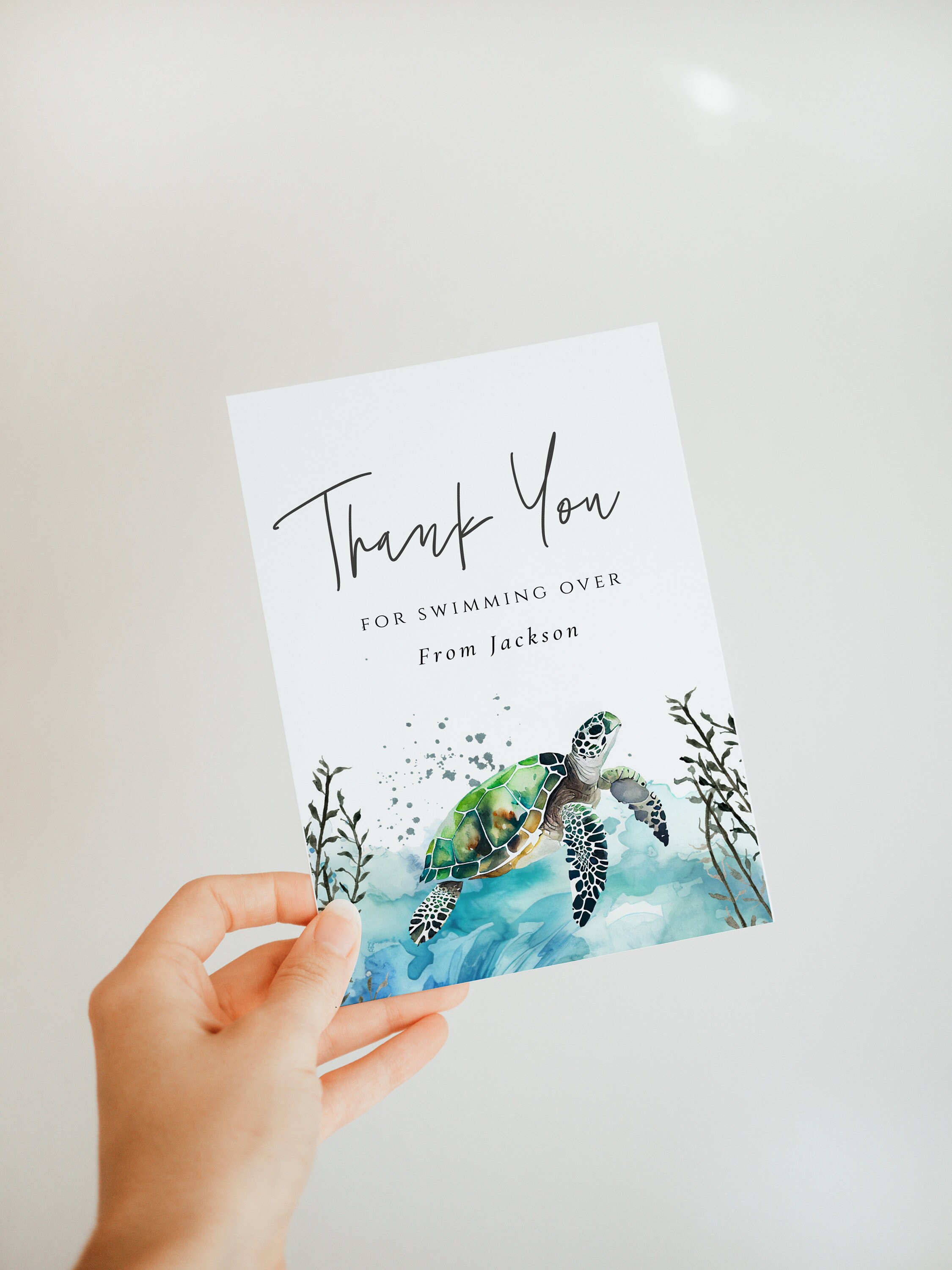 Turtle Thank You Card - Turtle Birthday, Turtle Themed Decor, Turtle ...