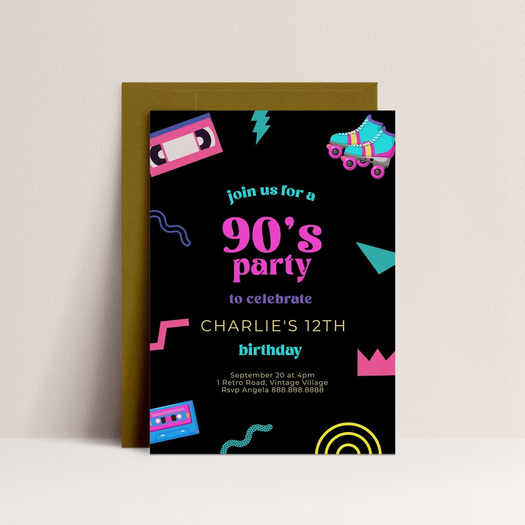 90s Birthday Invite - 90's Party Invitation, 1990s Party Invitation ...