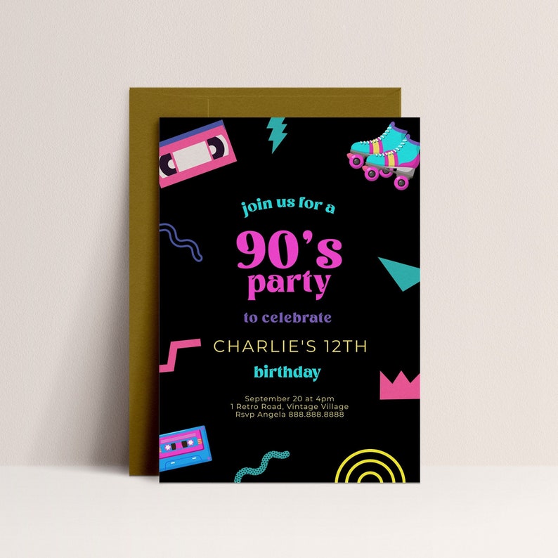 90s Birthday Invite 90's Party Invitation 1990s Party - Etsy