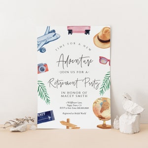 Travel Retirement Party Invitation Template - Adventure Theme ...