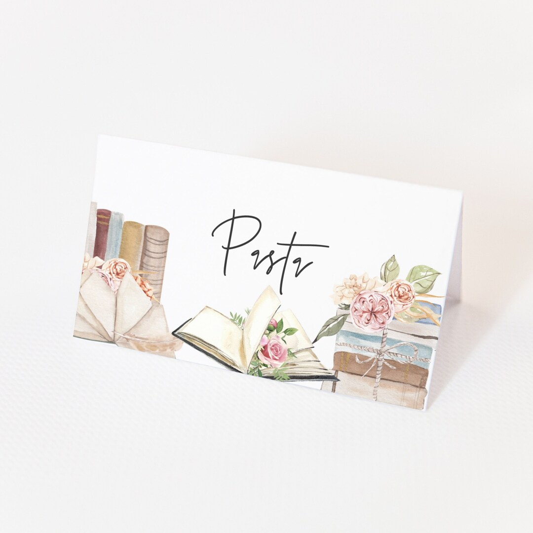Book Place Card - Book Theme Bridal Shower, Book Shower Theme, Library ...