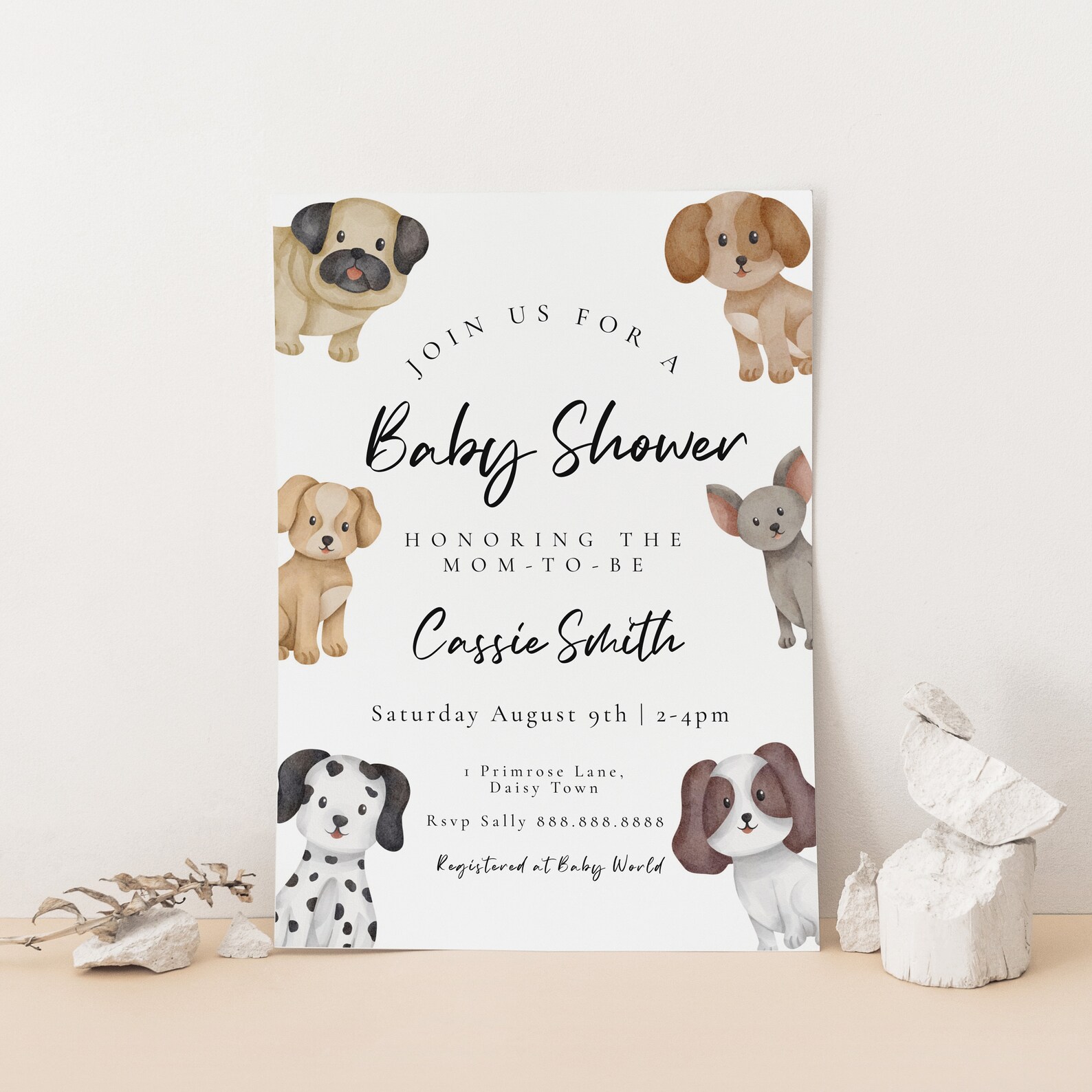 Puppy Baby Shower Invitation - Dog Theme Baby Shower Invitation, Gender ...